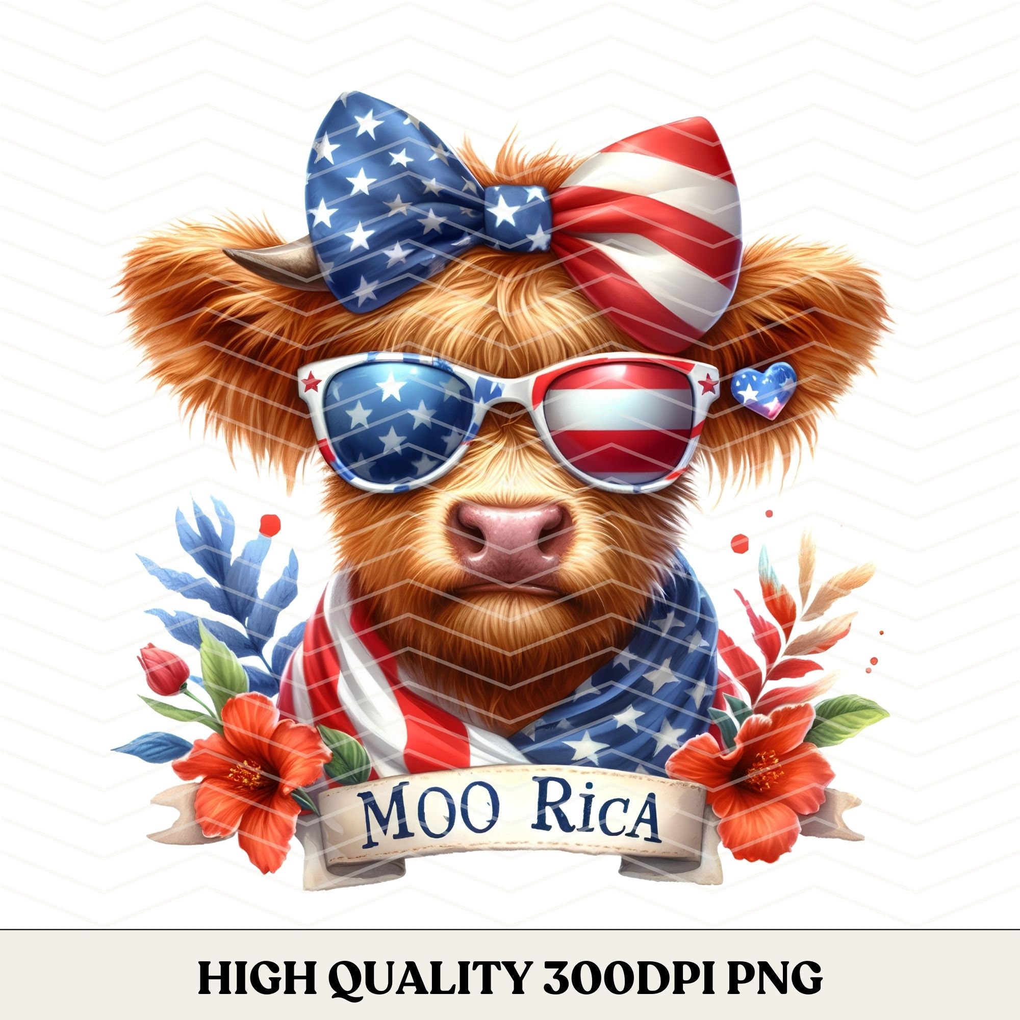 Funny 4th July Highland Cow PNG, Funny Highland Cow Clipart, 4th of ...