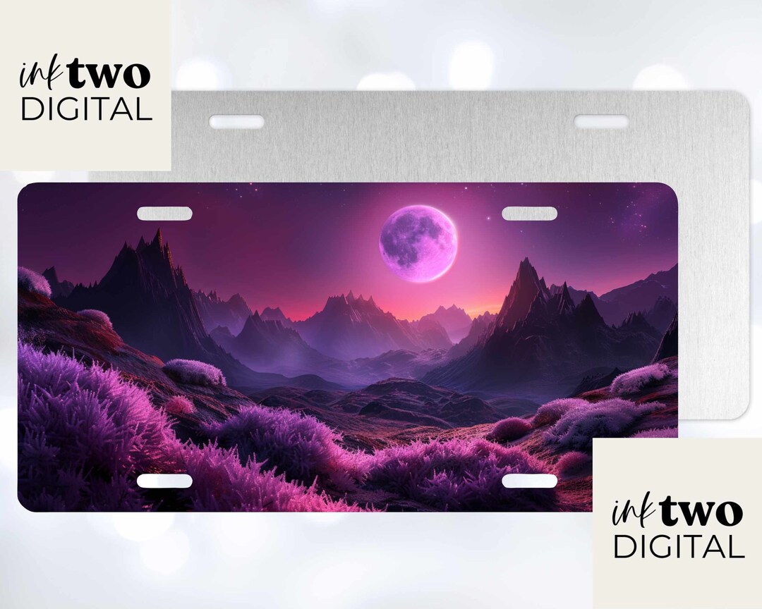 Purple Moon Licence Plate PNG Sublimation Design, License Plate Sign ...