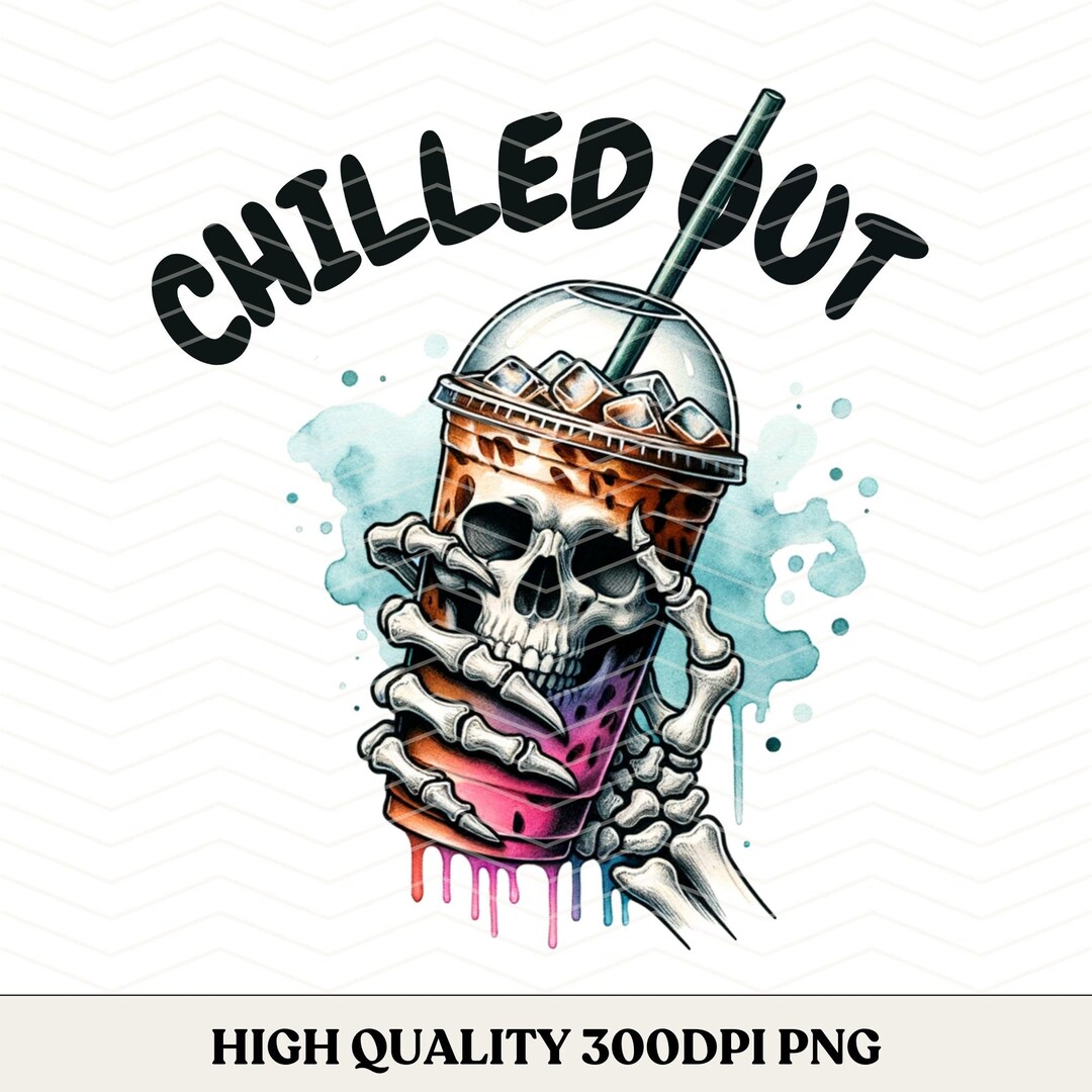 Chilled Out Ice Coffee Skeleton PNG, Funny Coffee Clipart, Humorous ...