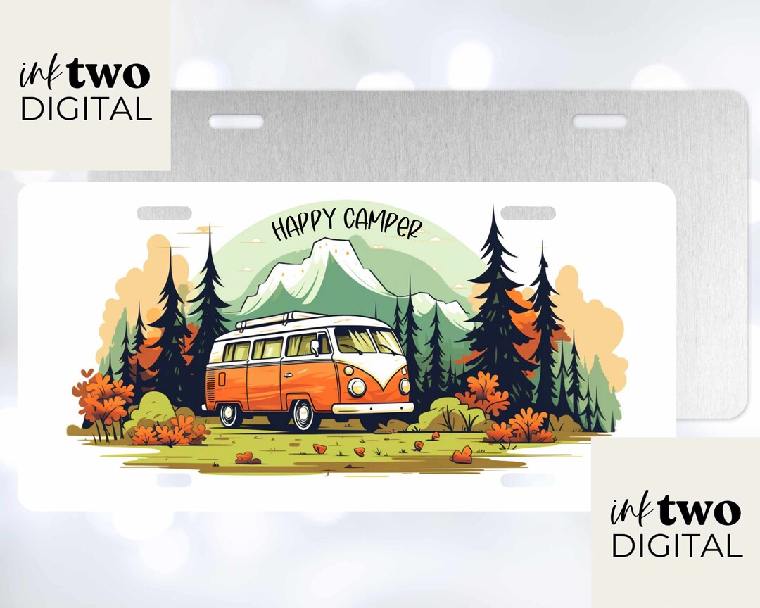 Happy Camper Licence Plate PNG Sublimation Design, 12 by 6 Inch License ...