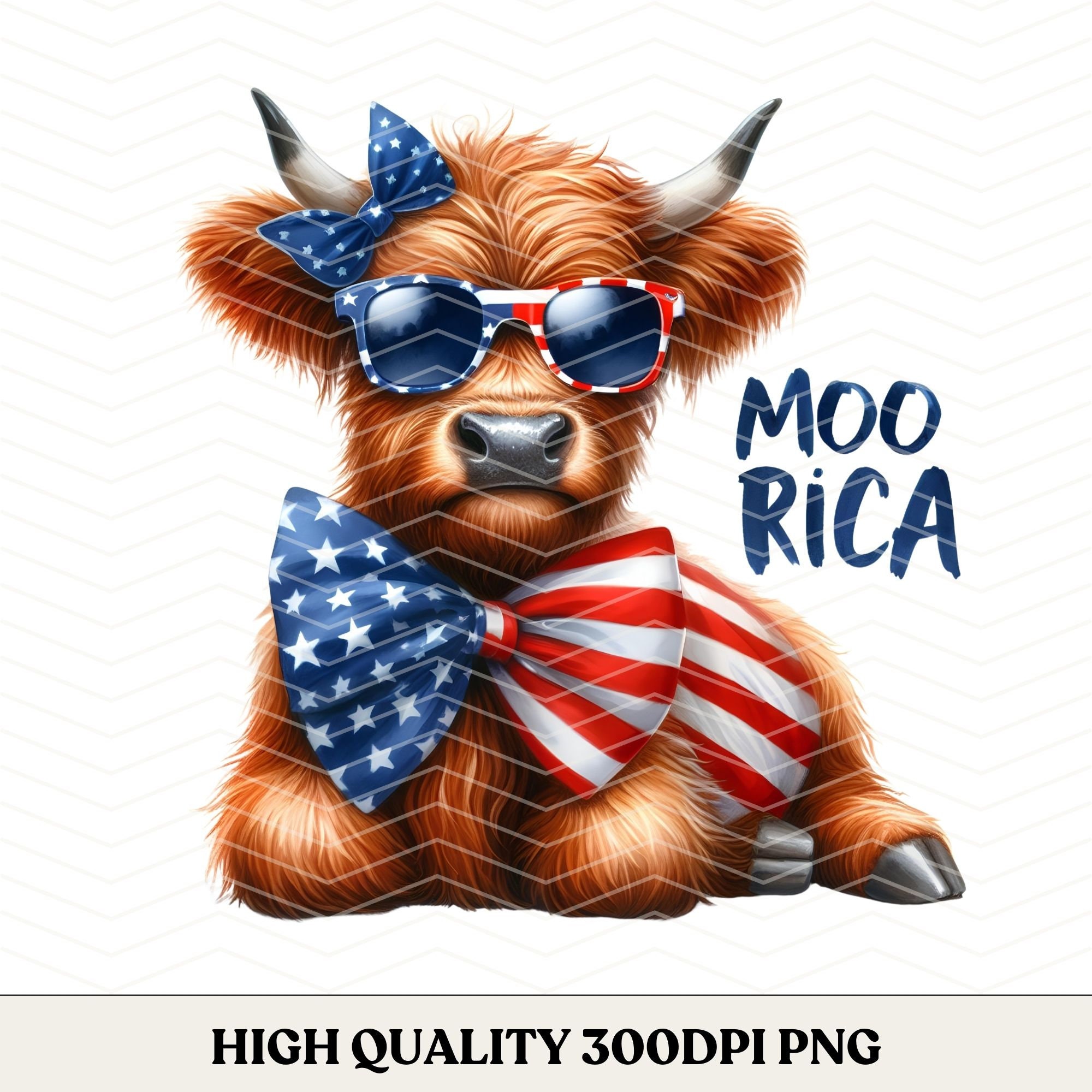 Funny 4th July Highland Cow PNG, Funny Highland Cow Clipart, 4th of ...