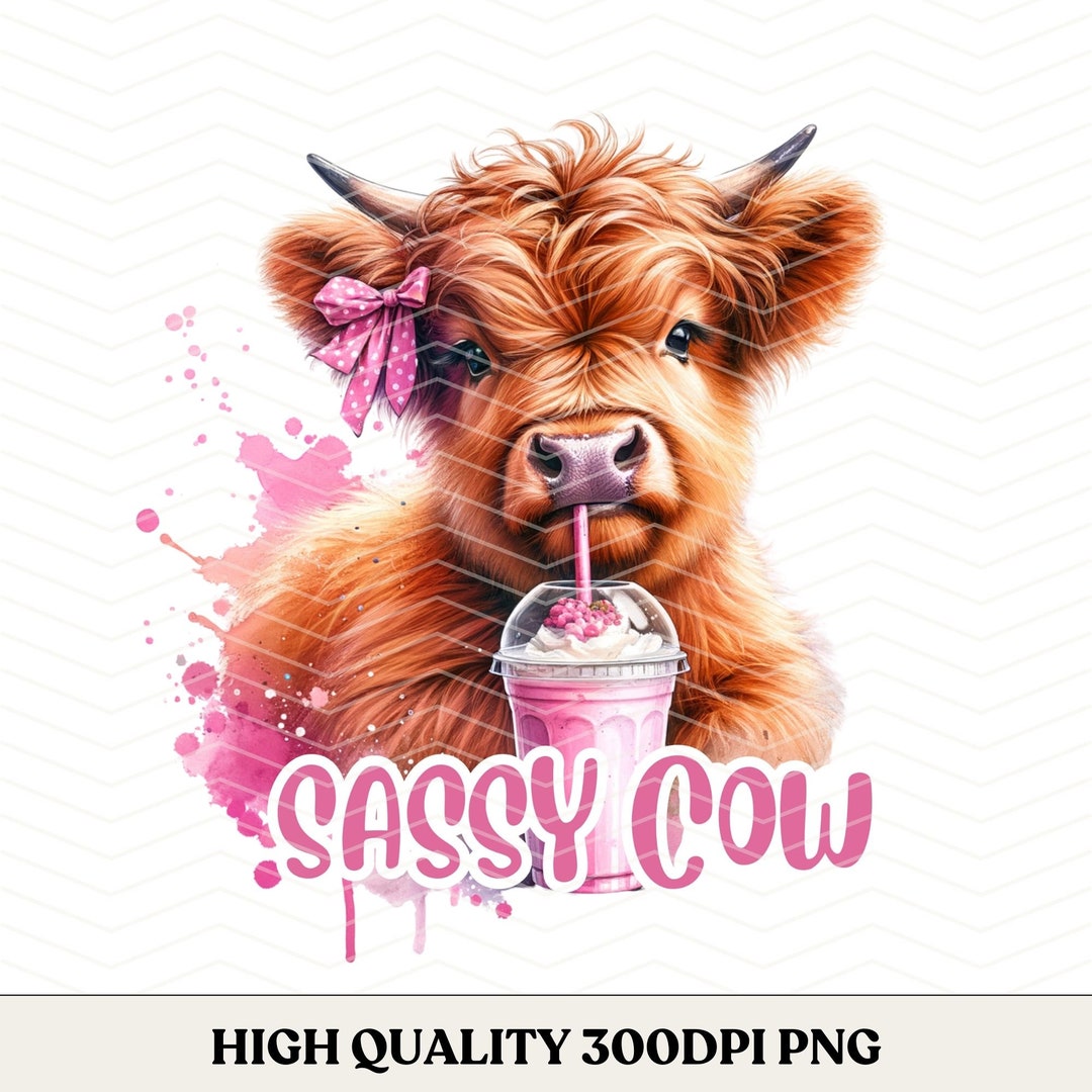 Sassy Cow Funny Highland Cow PNG, Highland Cow Clipart, Heifer Cow T ...