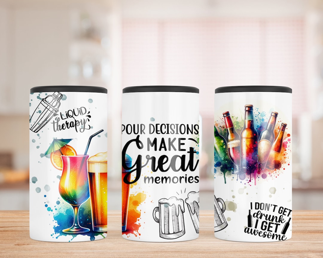 Funny Alcohol 4 in 1 Can Cooler Sublimation Design, 4 in 1 Design Wrap ...