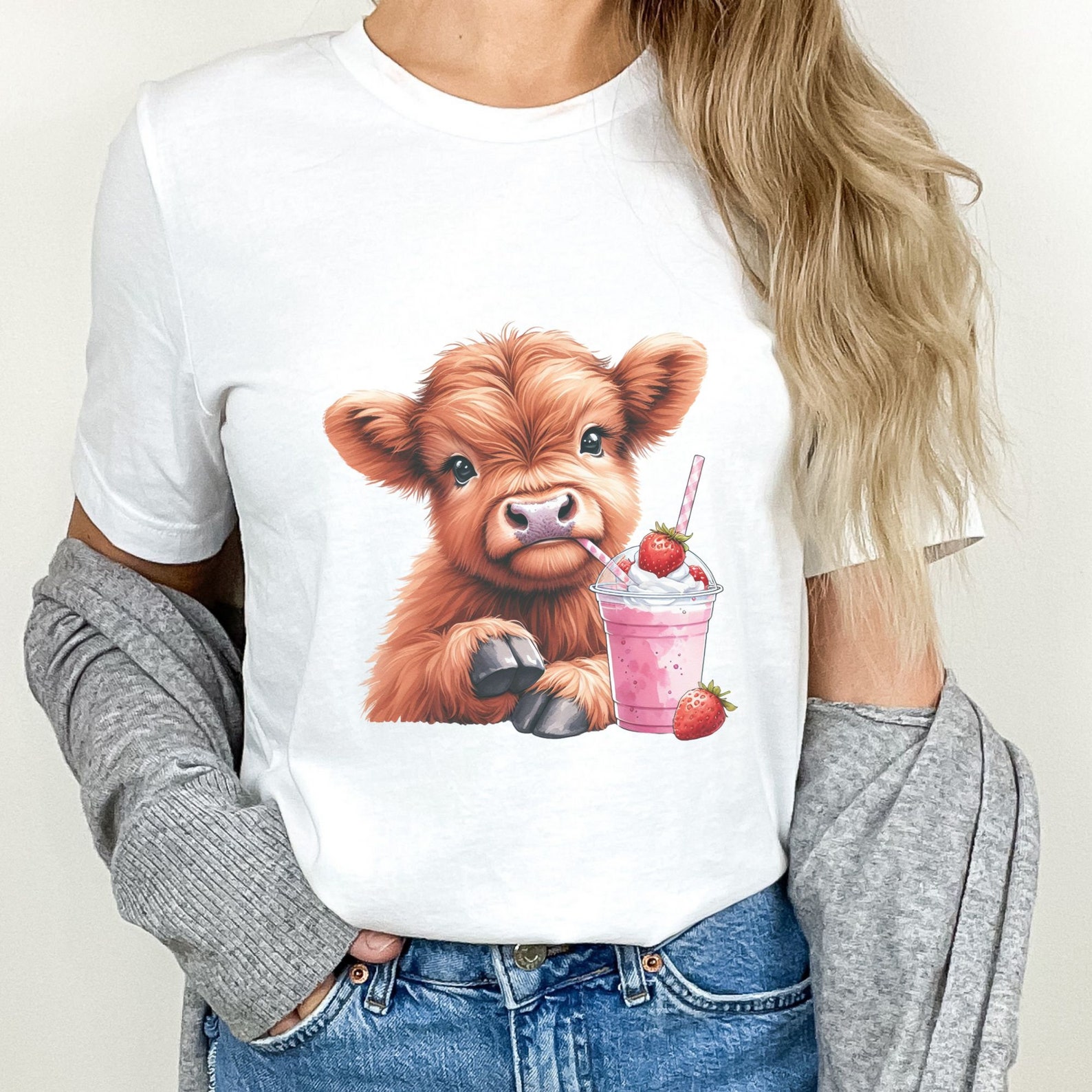 Cute Cow Milkshake Highland Cow PNG, Highland Cow Clipart, Heifer Cow T ...