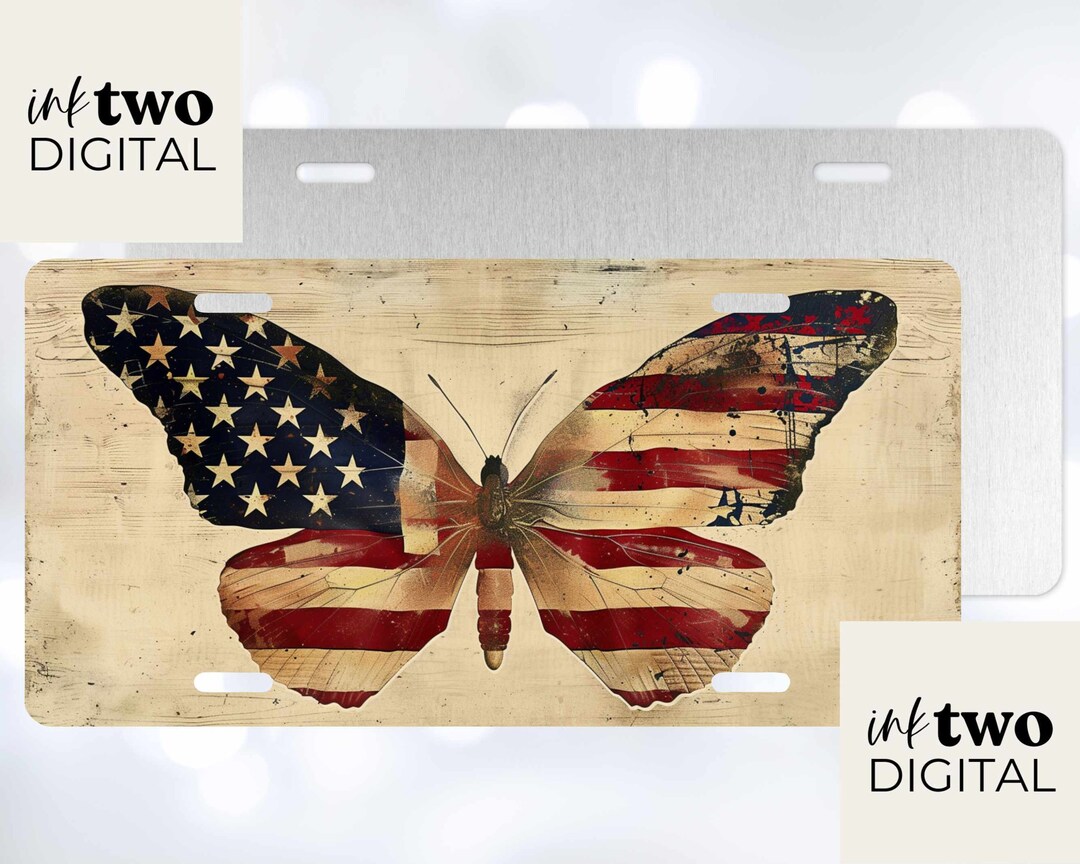 USA Butterfly Licence Plate PNG Sublimation Design, 12 by 6 Inch ...