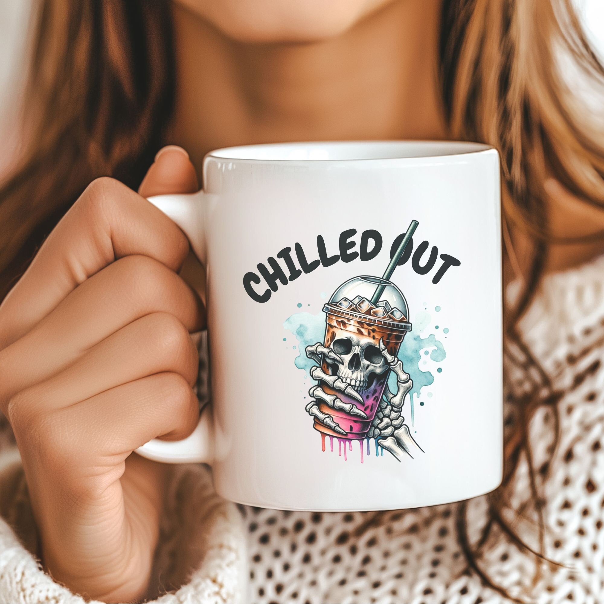 Chilled Out Ice Coffee Skeleton PNG, Funny Coffee Clipart, Humorous ...