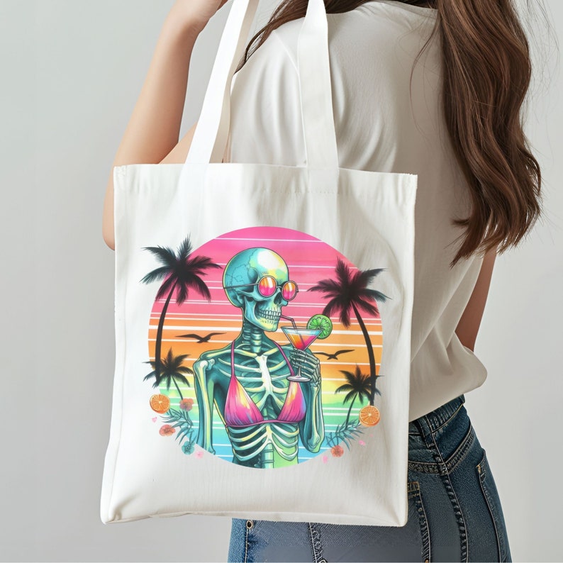 Bikini Beach Funny Skeleton SEAMLESS 20oz Skinny Tumbler, Skeleton ...