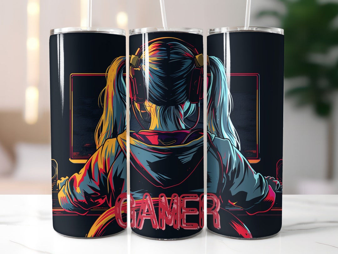 Gamer Girl Tumbler Wrap, 20oz Skinny Girl Gaming PNG Design, Gamer ...