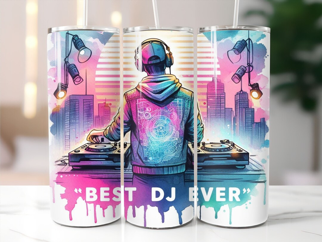 Best DJ Aka Disk Jockey SEAMLESS 20oz Tumbler Wrap Design, 20oz Skinny ...