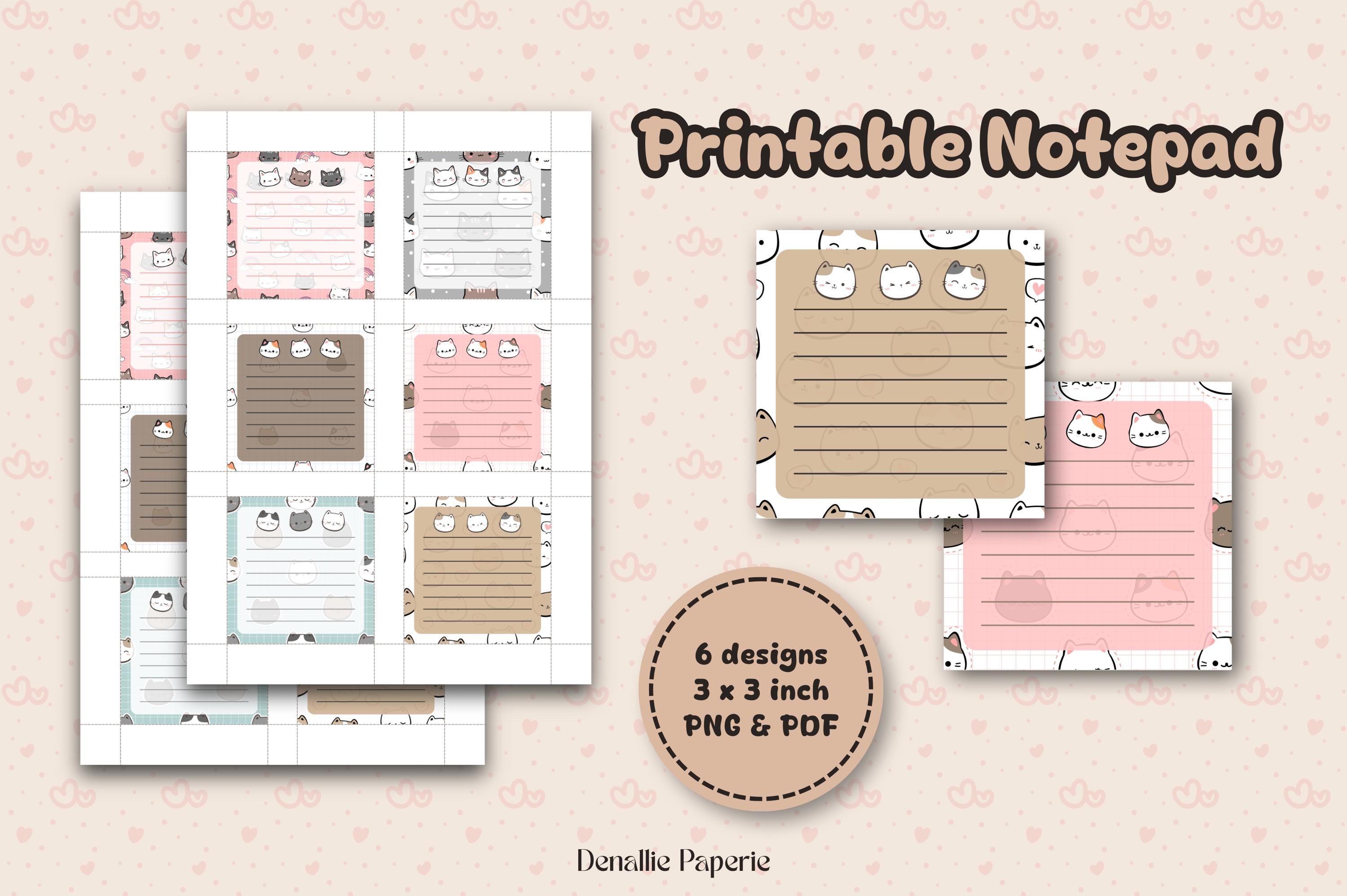 Kitten-themed Printable Notepad, Cat Memo Pad, Cute Cat Notepad, Kitten ...