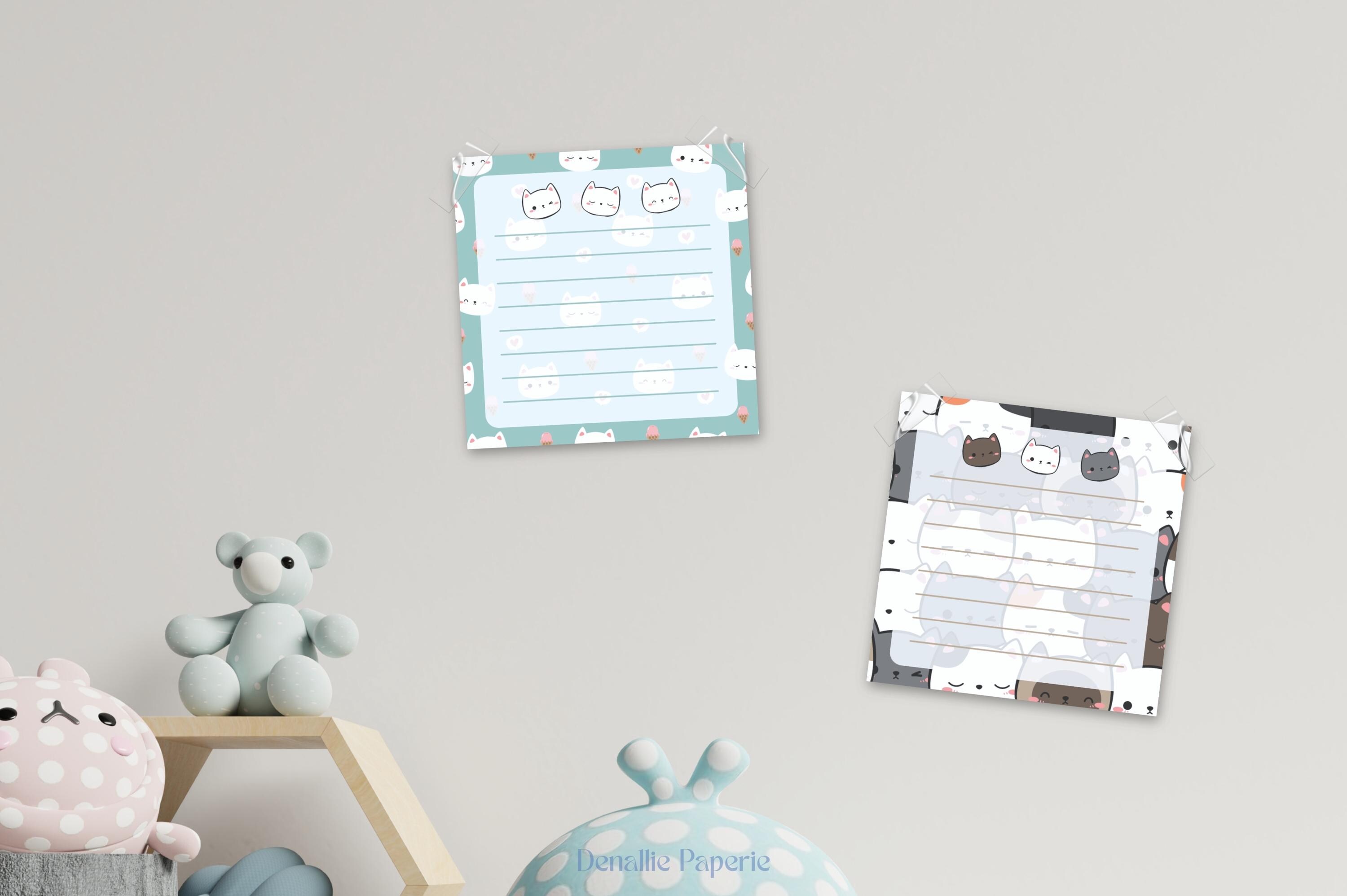 Cat-themed Printable Notepad, Cat Memo Pad, Cute Notepad, Digital ...
