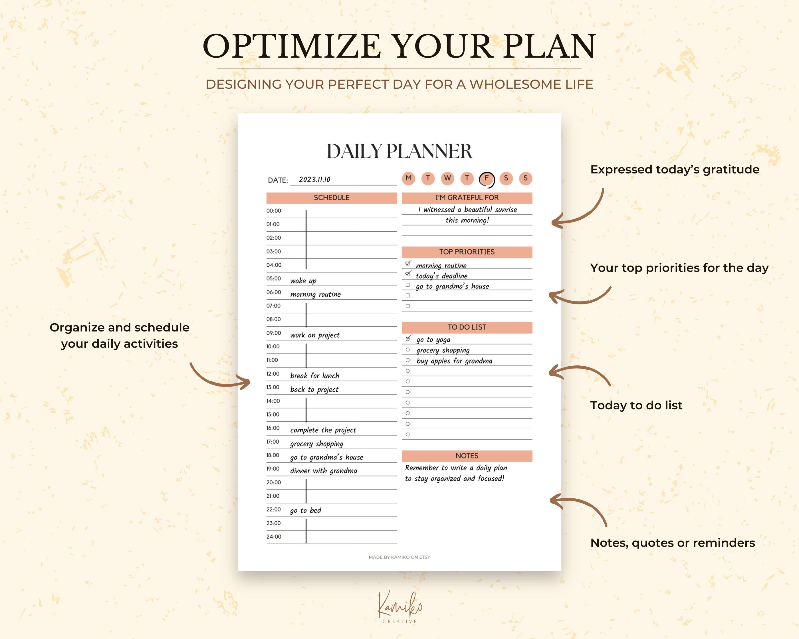 24 Hour Daily Planner Printable, Hourly Planner, Daily Agenda ...
