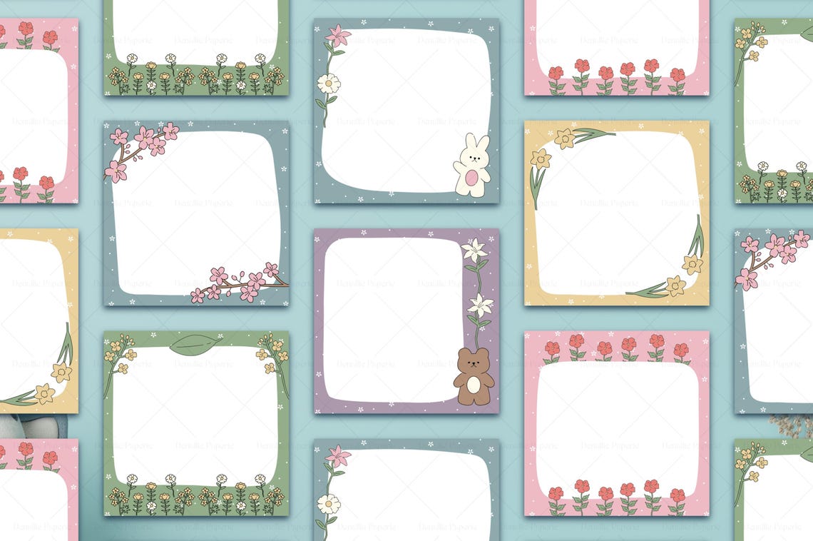 Floral Printable Notepad, Adorable Notepad Template, Cute Flower Memo ...