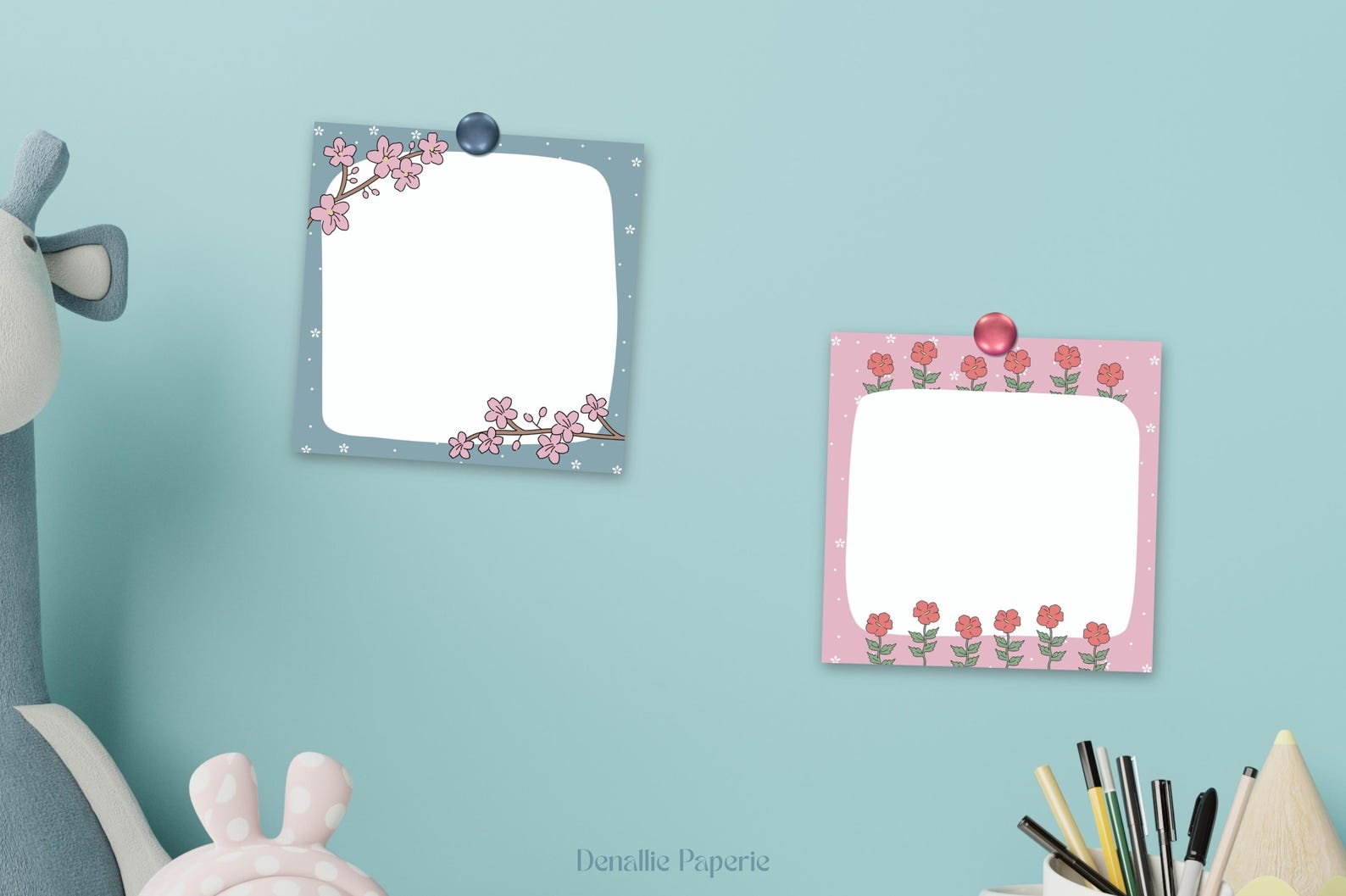 Floral Printable Notepad, Adorable Notepad Template, Cute Flower Memo ...