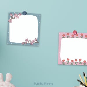 Floral Printable Notepad, Adorable Notepad Template, Cute Flower Memo ...