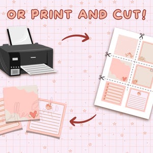 Valentine-themed Printable Notepad, Romantic Note Sheets, Cute Memo Pad ...