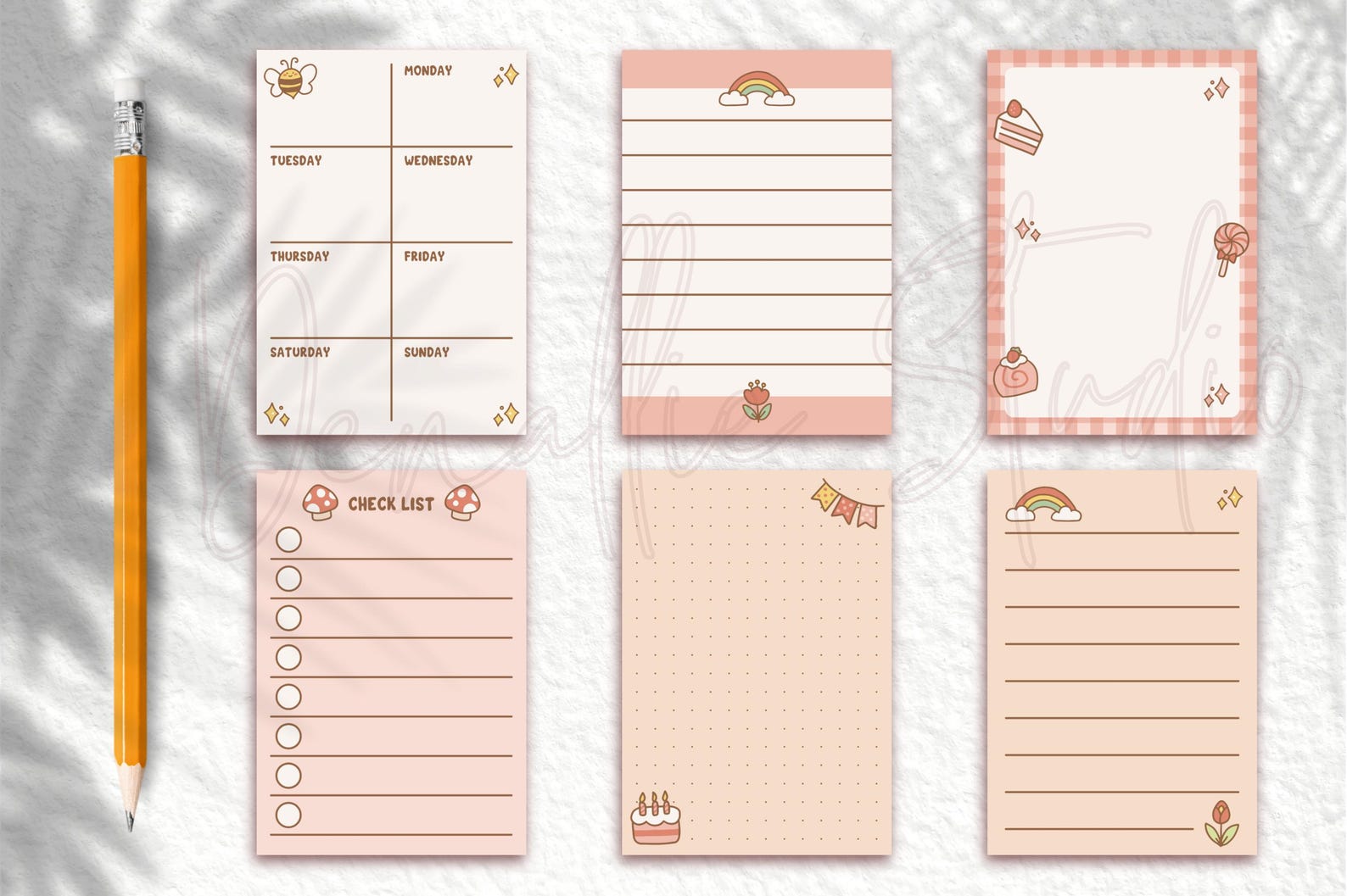 Cute Printable Notepad, Adorable Memo Pad, Cute Notepad Template ...