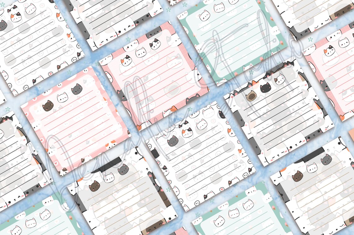 Cat-themed Printable Notepad, Cat Memo Pad, Cute Notepad, Digital ...