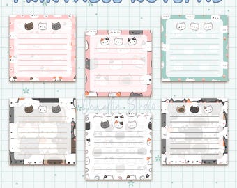 Kitten-themed Printable Notepad, Cat Memo Pad, Cute Cat Notepad, Kitten Memo Sheet, Digital ...