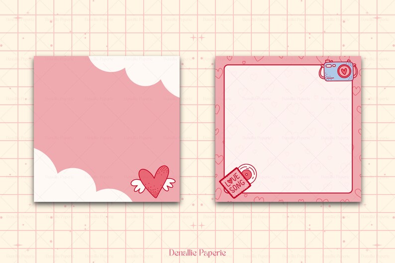 Valentine-themed Printable Notepad, Romantic Note Sheets, Cute Memo Pad ...