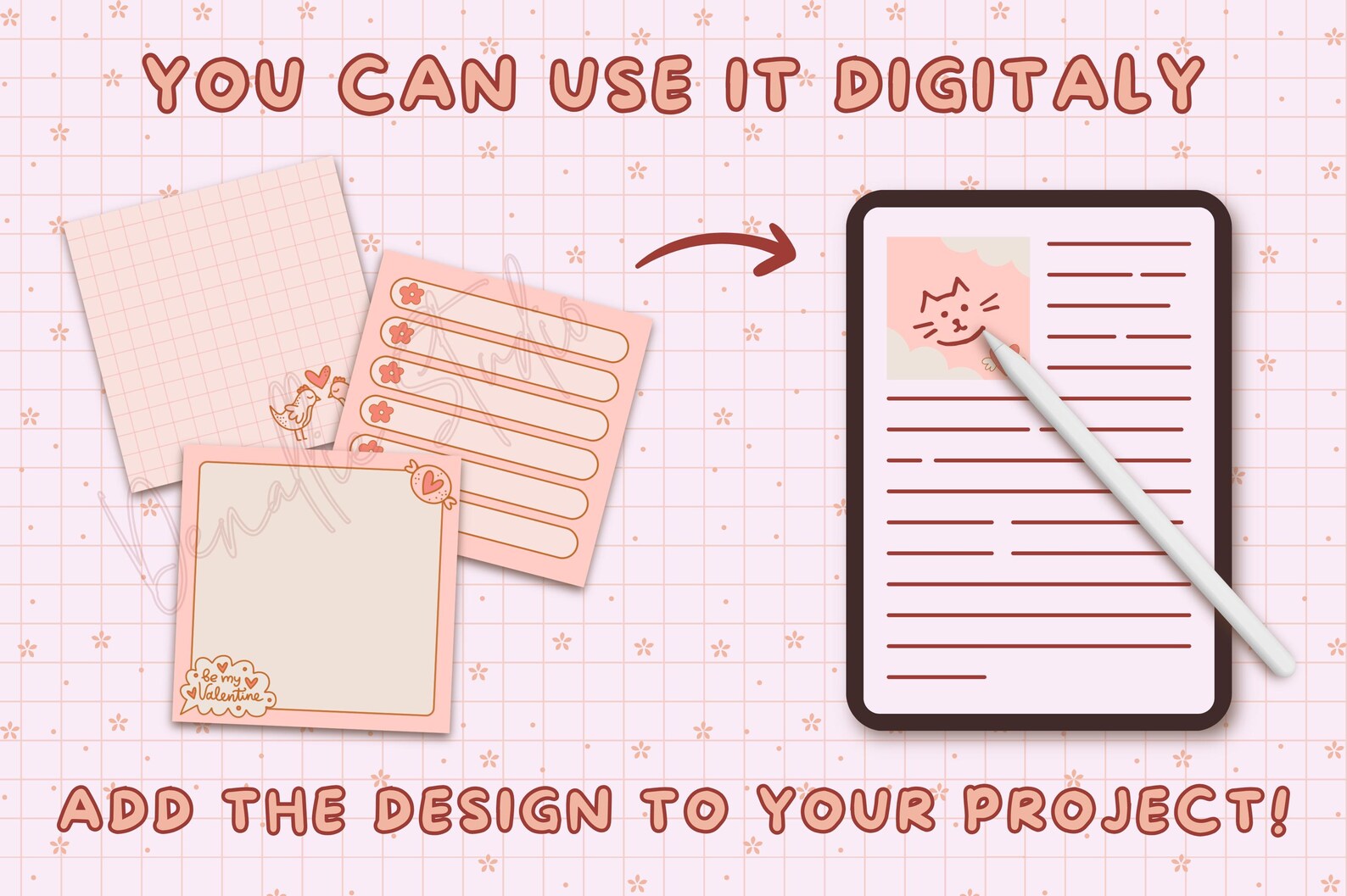 Valentine-themed Printable Notepad, Romantic Note Sheets, Cute Memo Pad ...