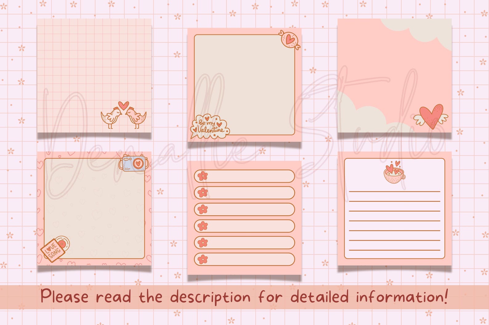 Valentine-themed Printable Notepad, Romantic Note Sheets, Cute Memo Pad ...