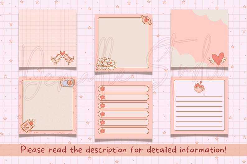 Valentine-themed Printable Notepad, Romantic Note Sheets, Cute Memo Pad ...