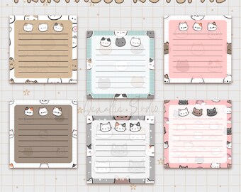 Cat-themed Printable Notepad, Cat Memo Pad, Cute Notepad, Digital ...