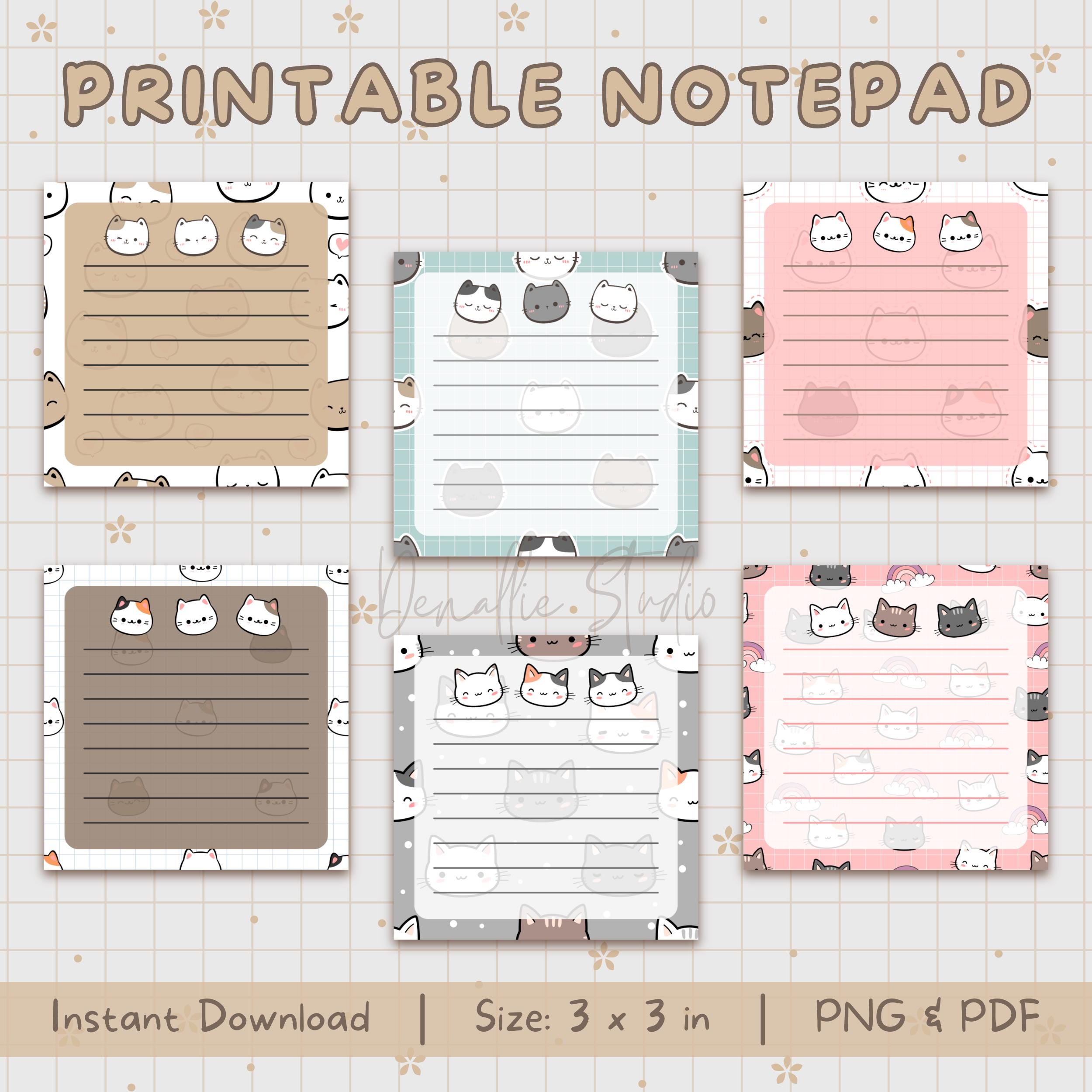 Kitten-themed Printable Notepad, Cat Memo Pad, Cute Cat Notepad, Kitten ...