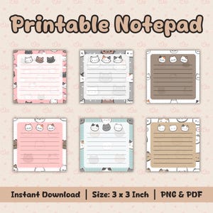 Kitten-themed Printable Notepad, Cat Memo Pad, Cute Cat Notepad, Kitten ...