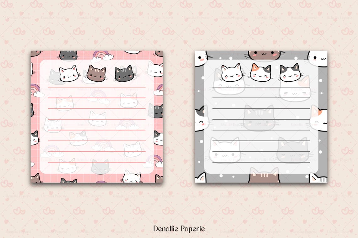 Kitten-themed Printable Notepad, Cat Memo Pad, Cute Cat Notepad, Kitten ...