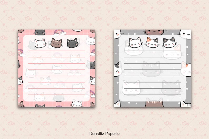 Kitten-themed Printable Notepad, Cat Memo Pad, Cute Cat Notepad, Kitten ...
