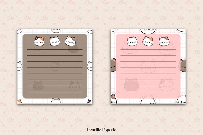 Kitten-themed Printable Notepad, Cat Memo Pad, Cute Cat Notepad, Kitten ...