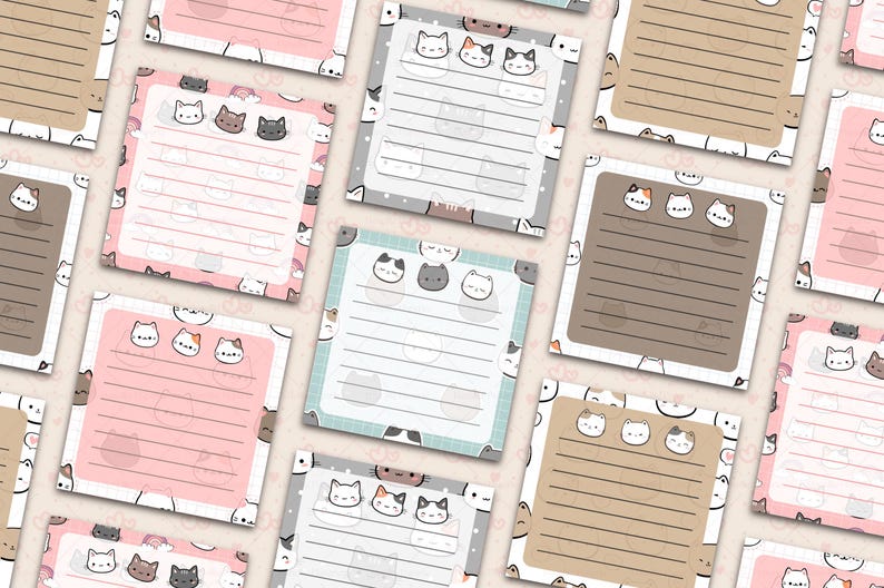 Kitten-themed Printable Notepad, Cat Memo Pad, Cute Cat Notepad, Kitten ...