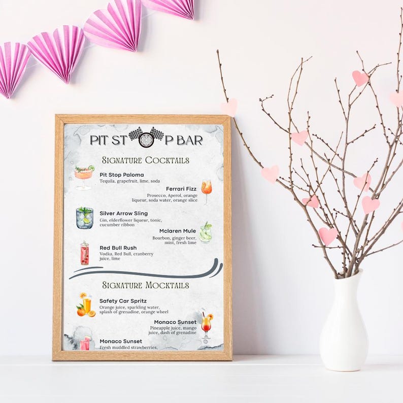 F1-themed Bar Menu Template: Race Car Cocktail Menu (editable PDF) - Etsy