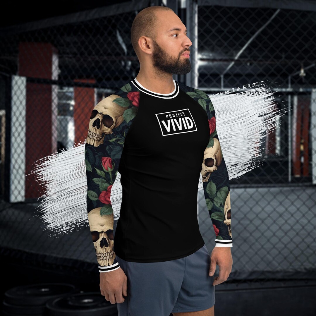 Skulls & Roses - Bomber-style Men's Long Sleeve Rash Guard | Nogi BJJ ...