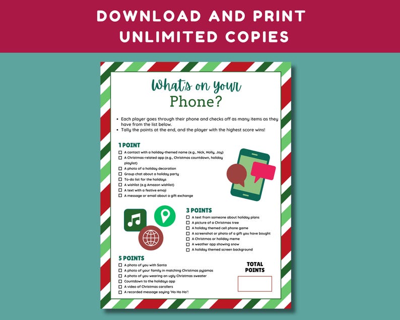 What's on Your Phone Game for Holiday Parties, Office Christmas Parties ...