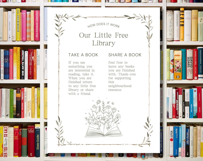 Little Free Library Sign Instant Download, Take a Book Leave a Book ...