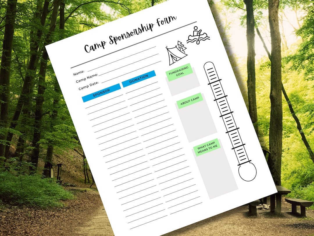 Camp Sponsor Form, Summer Camp Donor Form, Donation Tracker Instant ...