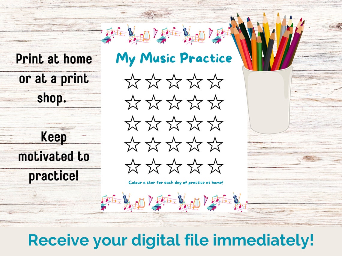 Music Practice Log / Tracker Printable Digital Download - Etsy