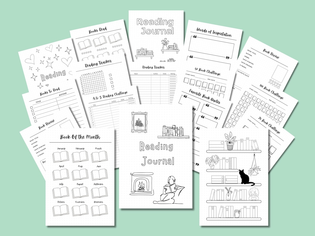 A5 Reading Journal Page Bundle, Instant Download Including Reading ...