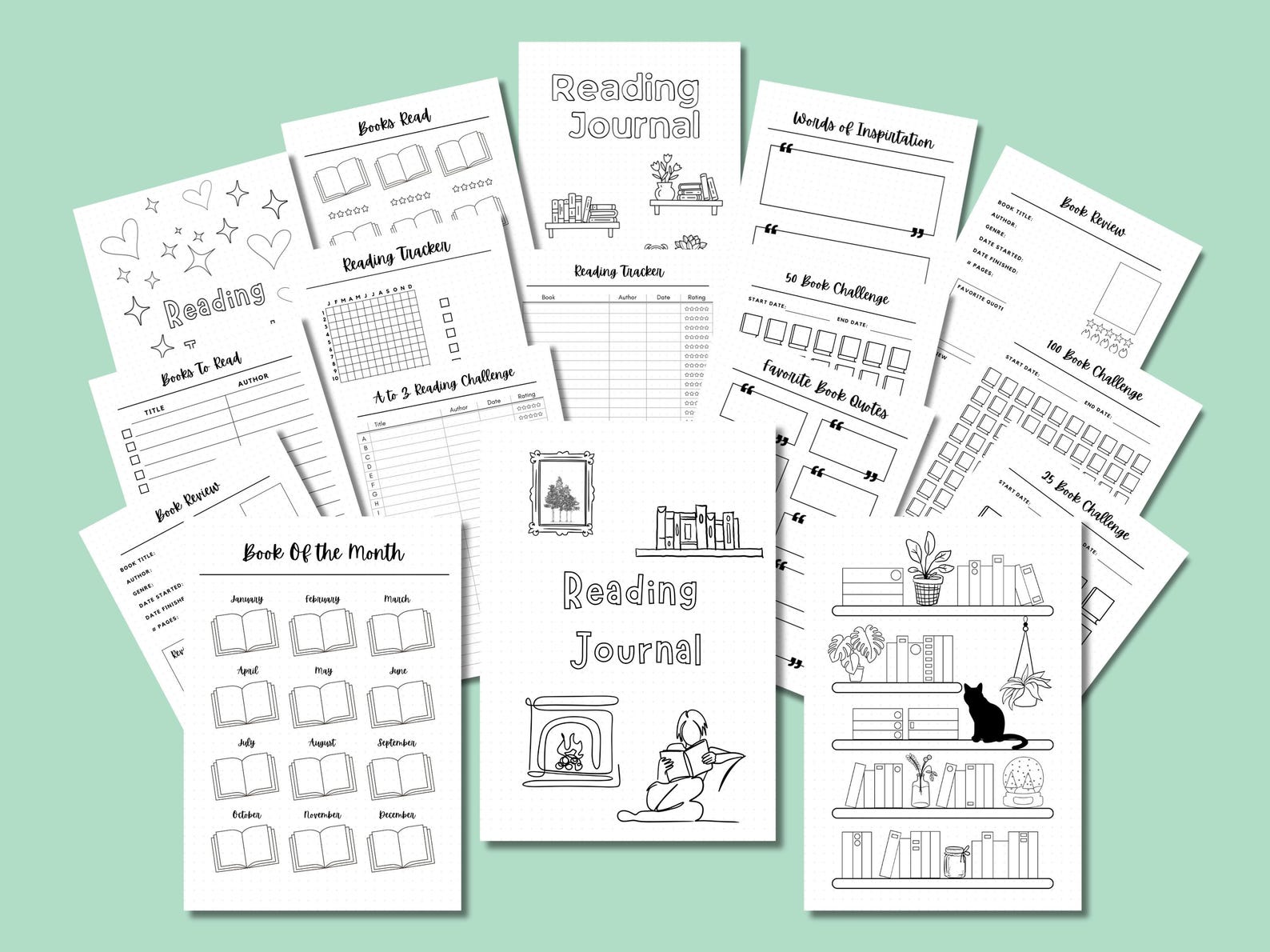 A5 Reading Journal Page Bundle, Instant Download Including Reading ...
