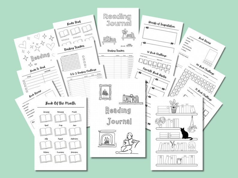 A5 Reading Journal Page Bundle, Instant Download Including Reading ...