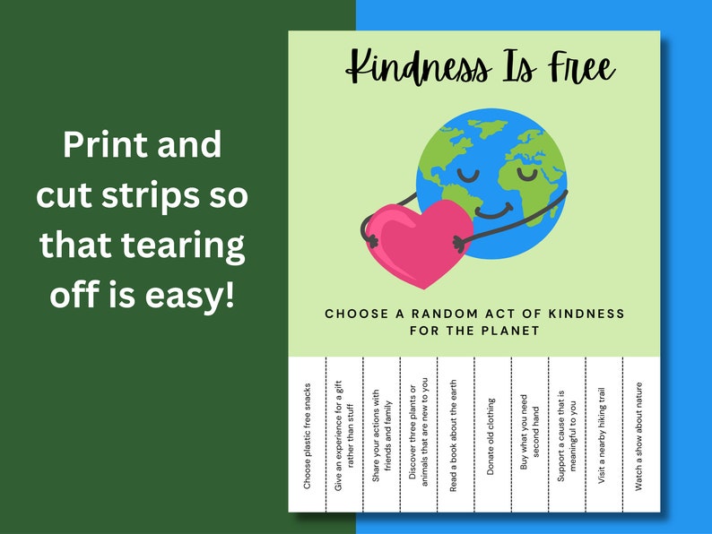 Random Acts of Kindness for the Earth Tear off Flyer, Environmental ...