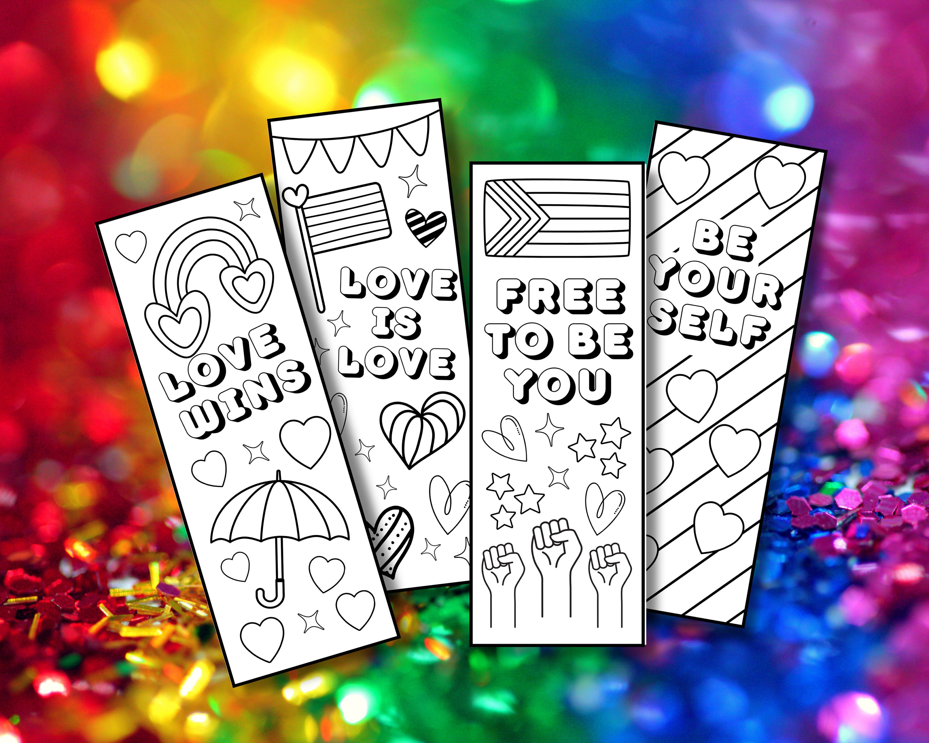 Pride Coloring Bookmarks Instant Download, Love is Love and Love Wins ...