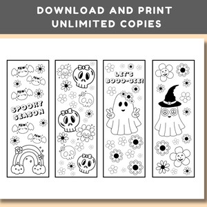Groovy Ghost Coloring Bookmarks for Halloween, Coloring for Kids and ...
