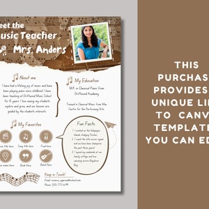 Meet the Music Teacher Editable Template for Canva, Editable and ...