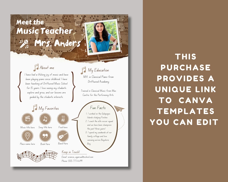 Meet the Music Teacher Editable Template for Canva, Editable and ...