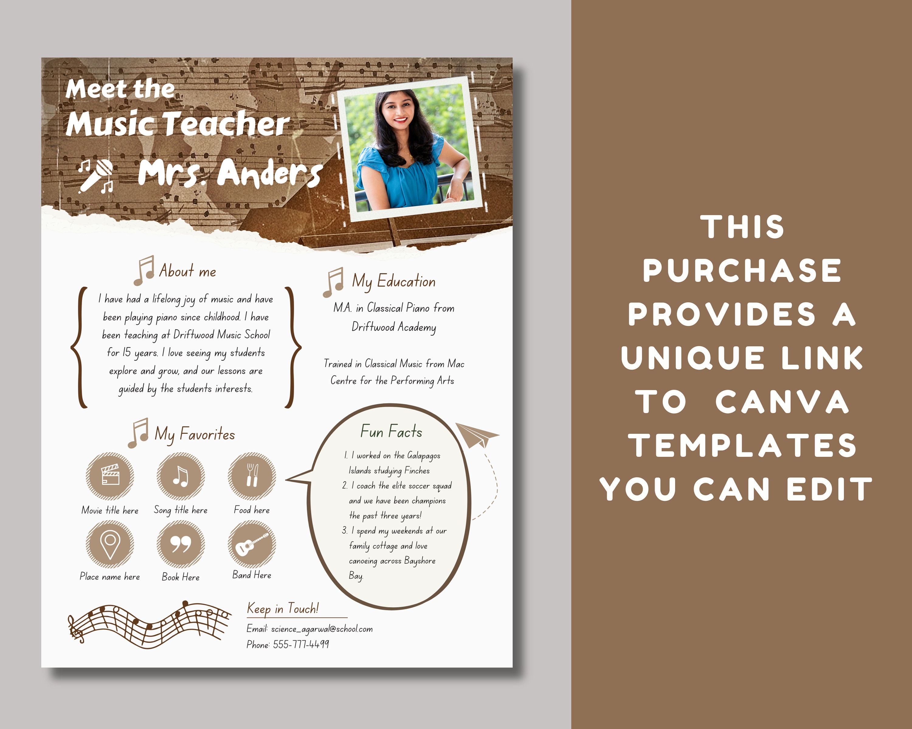 Meet the Music Teacher Editable Template for Canva, Editable and ...