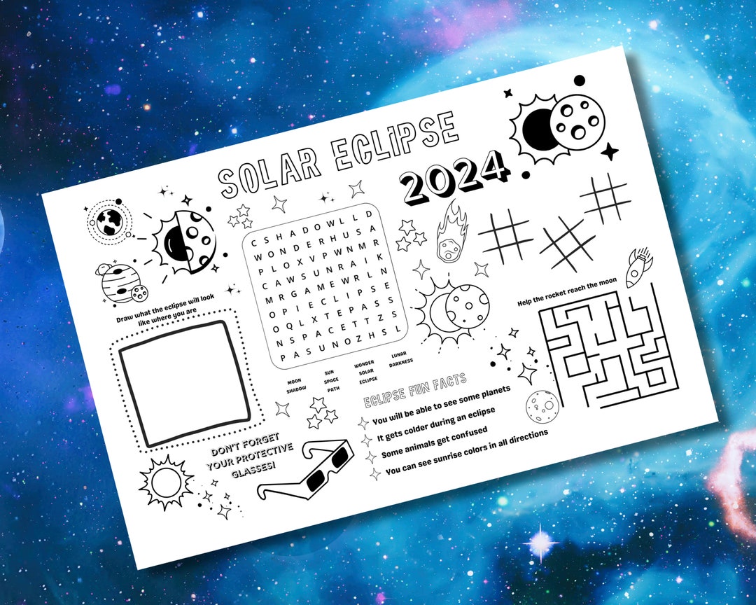 Solar Eclipse Coloring Page Activity Mat Instant Download - Etsy